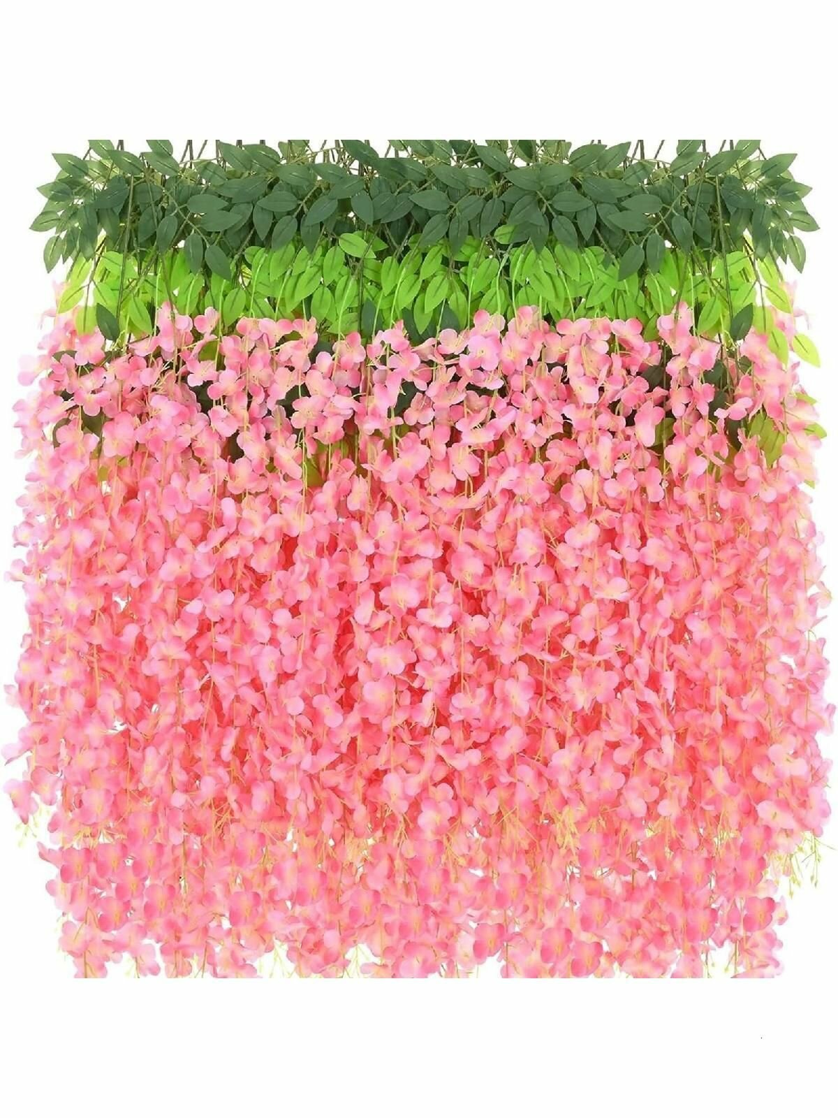 Стабилизированныецветы,12 палочек, внутреннее свадебное украшение фиолетовый пластиковый цветок на потолке цветок виноградной лозы-розовый