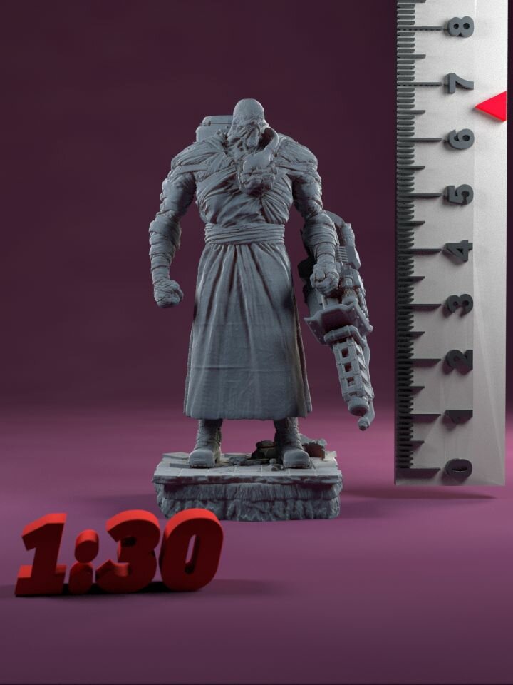 Миниатюра Nemesis FlamethrowerGun - Немезис, Resident Evil 6.6см 1:30 (Серая, сборная, предназначена для самостоятельной покраски)