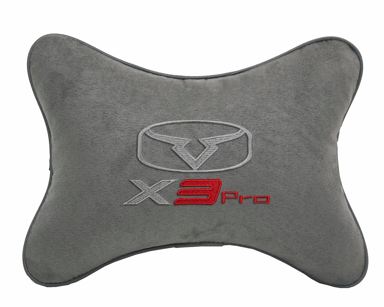 Подушка на подголовник автомобильная светло-серая алькантара KAIYI X3Pro