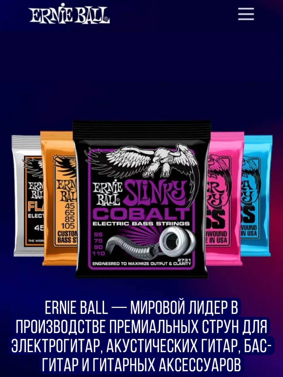 Струны для бас гитары Ernie Ball 2721 — фото 1