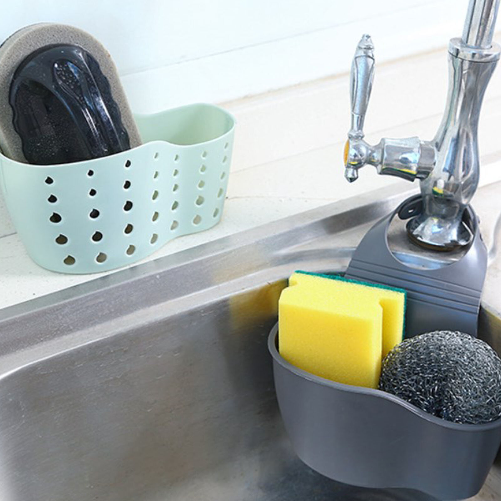 Kitchen Sink Sponge Holder Hanging Soap Multifunction Detachable Drain with Adjustable Strap — фото 1