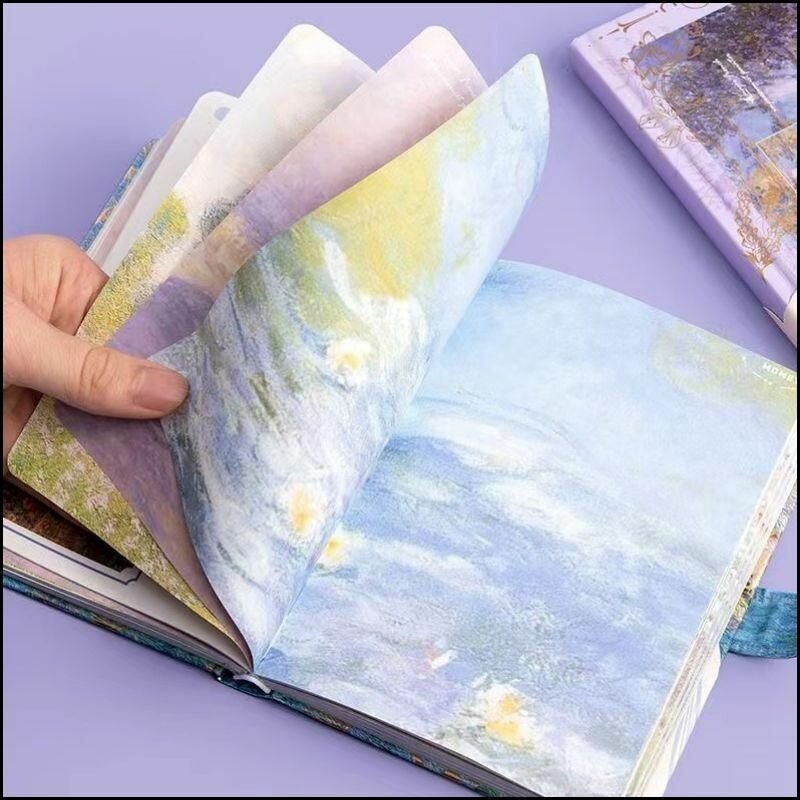 Блокнот, подарочный набор с самоклеящимися заметками, наклейками и линейка, серия классических масляных картин, Белая Топольня МонеKOMOER