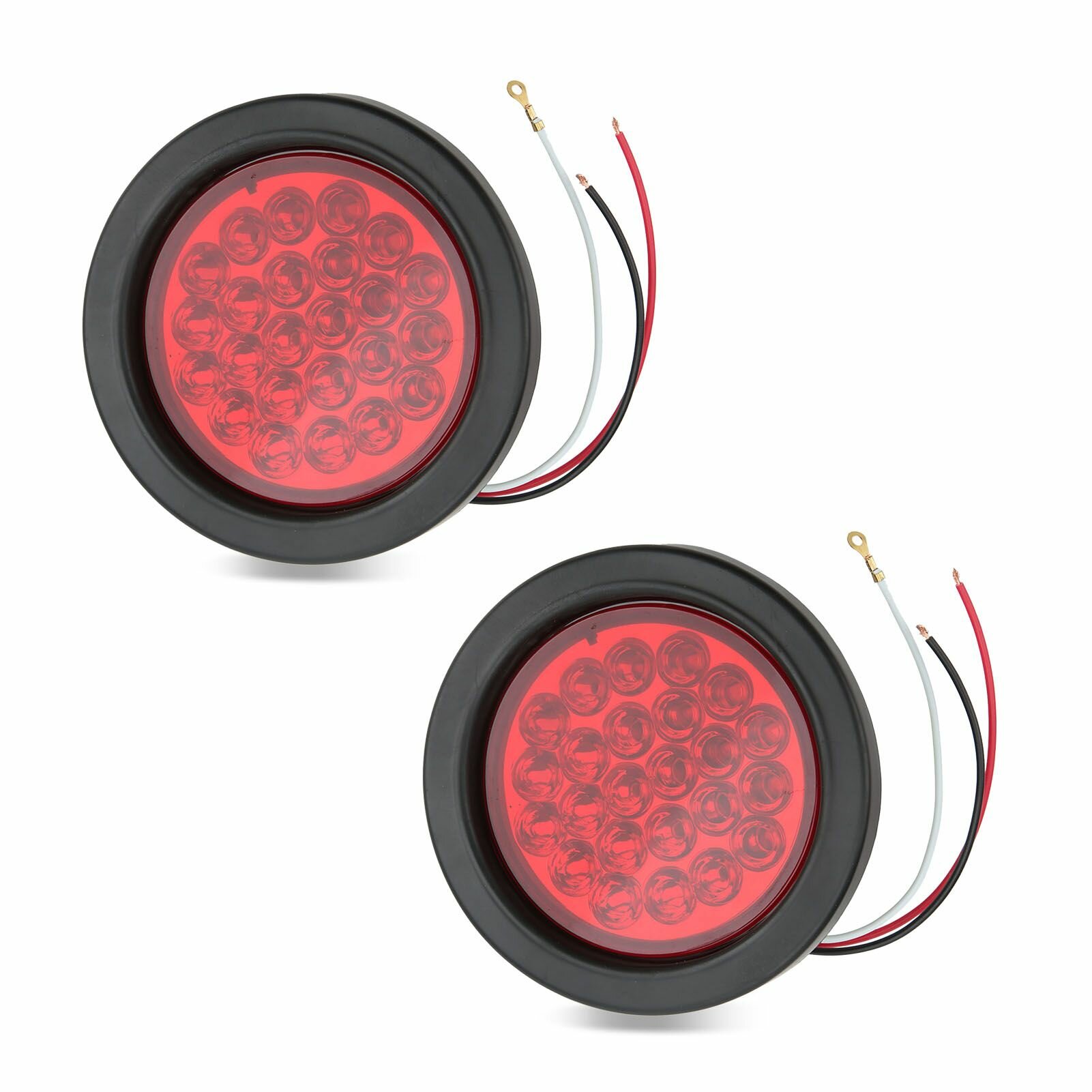 2 шт. 4 дюйма круглые задние фонари прицепа высокой яркости красные 24 светодиодные стоп-сигналы водонепроницаемые для тяжелого грузовика, лодки, фургона