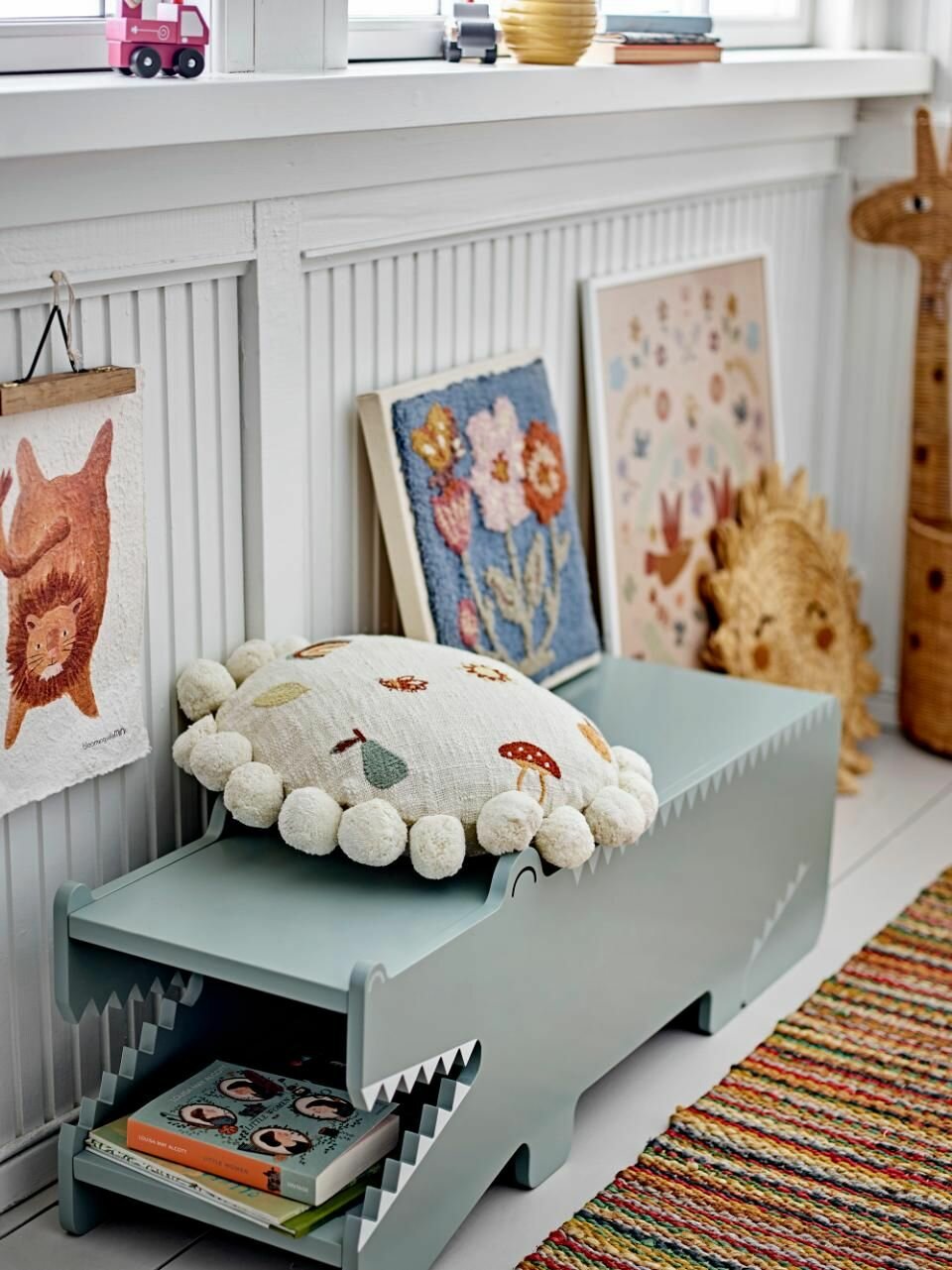 Скамейка Bloomingville MINI Arnie, размер 100х30х34 см, цвет пыльно-зеленый