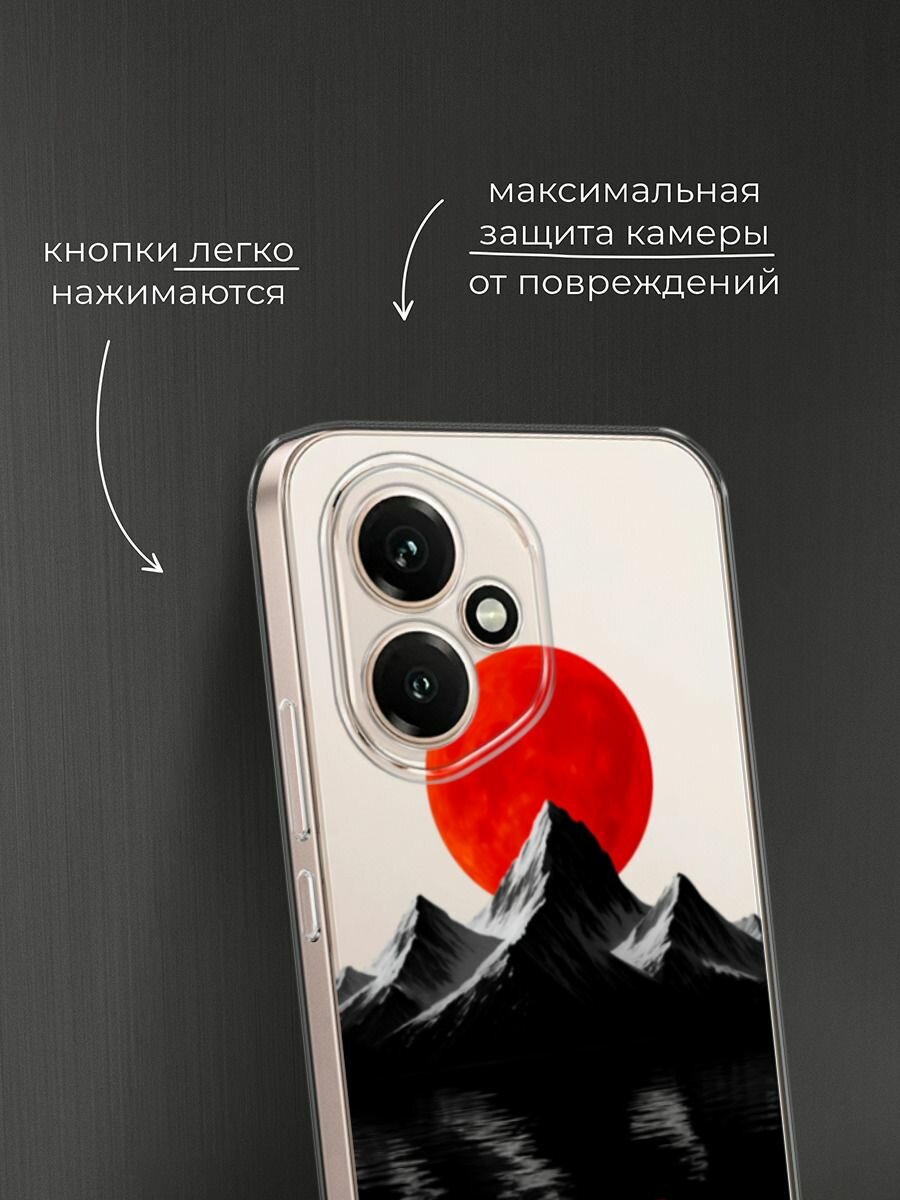 Чехол на Honor 400 / Хонор 400 с принтом Черная гора, прозрачный — фото 1