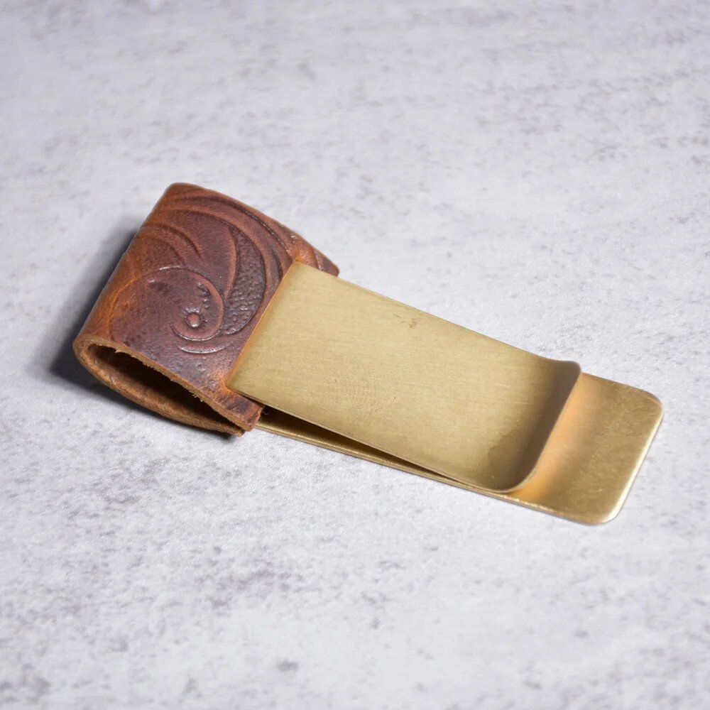 Кожаный зажим для денег RAYSLIN, Brown A