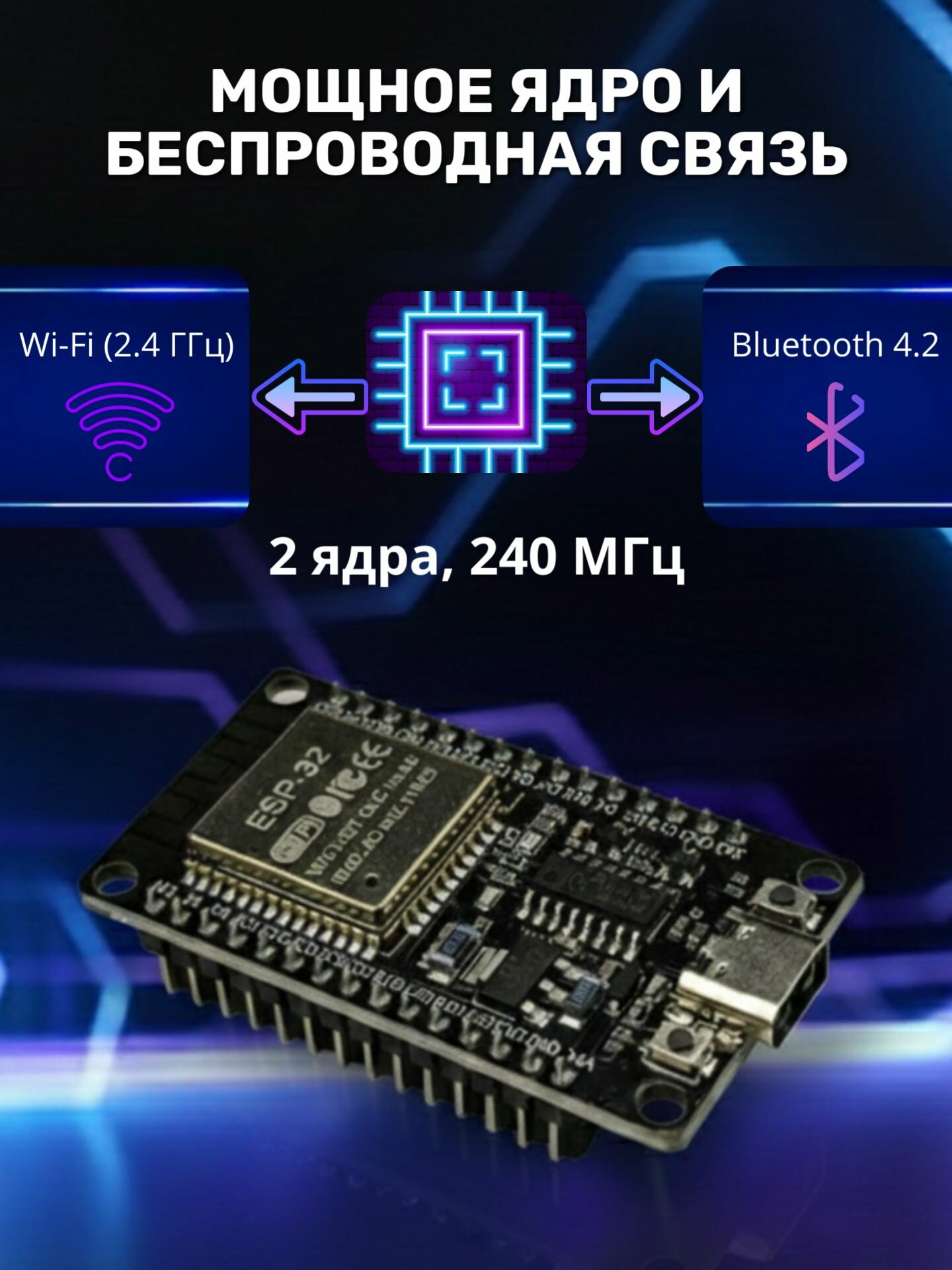 Плата ESP32 CH340 Type-C P30(pre-soldered) — фото 1