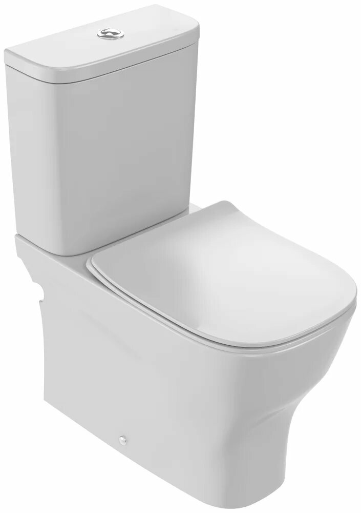 Унитаз-компакт напольный Jacob Delafon Struktura UJI102-00 с микролифтом, безободковый, антивсплеск, фарфоровый, белый, глянцевый, прямоугольный, с нижним подводом, сиденье для унитаза в комплекте