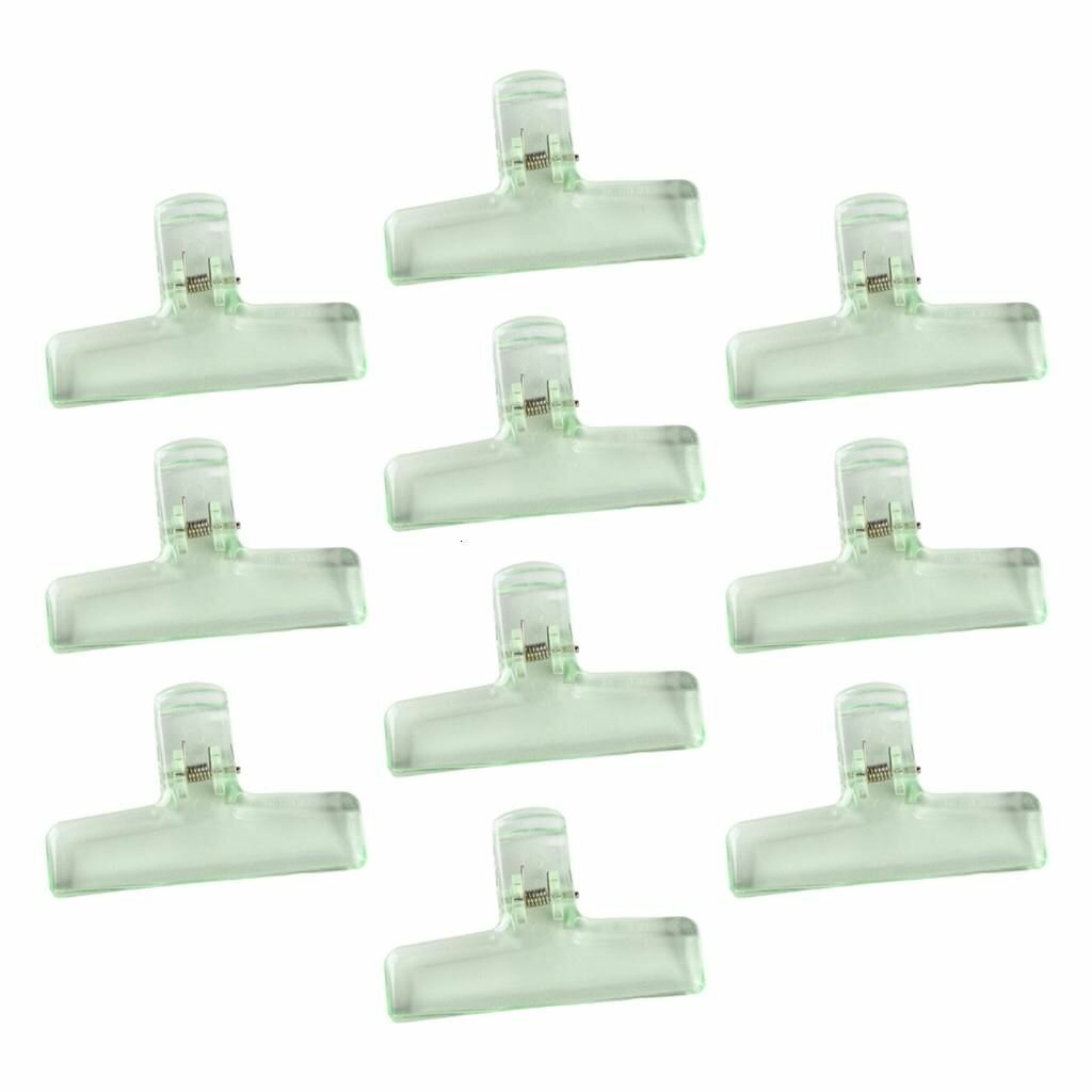10шт Прозрачные акриловые зажимы для бумаг, Зеленый