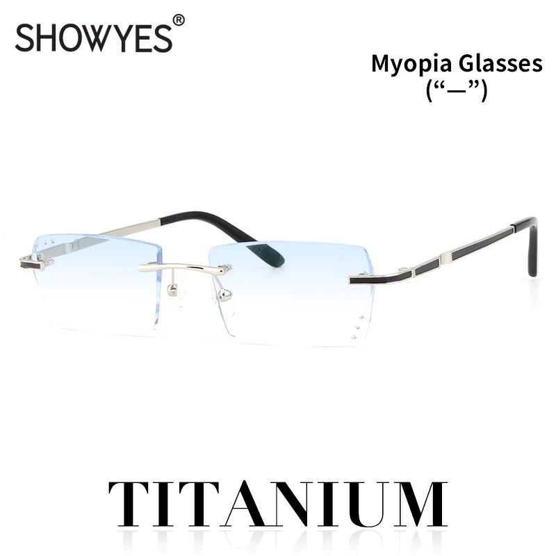 Мужские безрамочные очки SHOWYES с голубым фильтром для Silver-Gradient Blue, 0 Plain Glasses