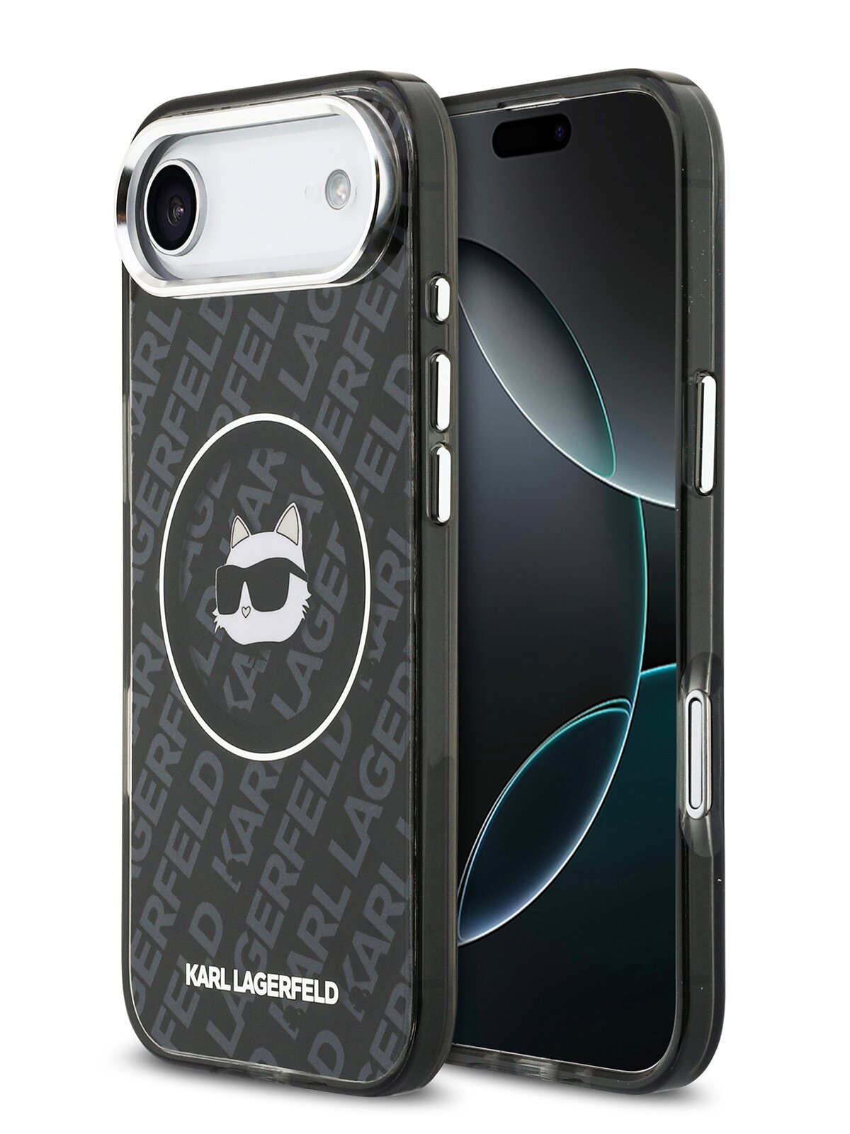 Karl Lagerfeld чехол с MagSafe для iPhone Air, IML NFT Choupette Head on logo, черный