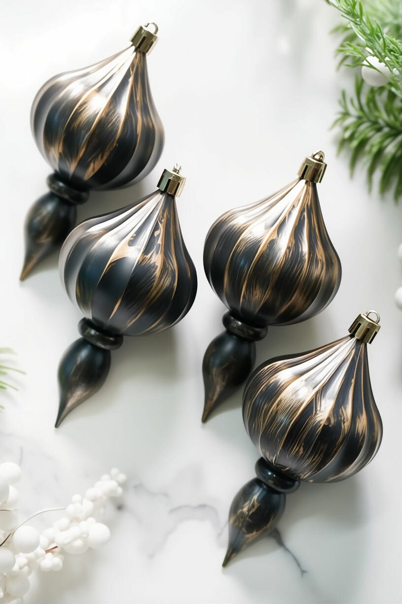 Набор ёлочных украшений подвески тулленг, пластик, коричневый, 12 см, 4 шт, Winter Deco 2000039