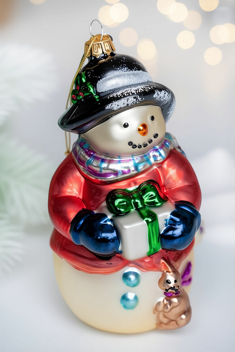 Ёлочная игрушка снеговичок - поэт, стекло, 16 см, Винтер Деко (Winter Deco) 4060418