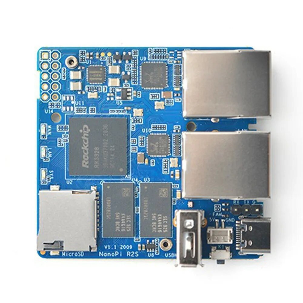 Для мини-маршрутизатора nanopi r2s, одноплатный, четырехъядерный процессор Rockchip rk3328, -a53, гигабитные порты Ethernet, макетная плата