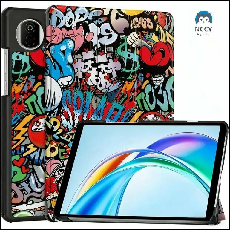 Эксклюзивный кейс для планшета Huawei Honor Pad X7 8.7 дюйма 2025, совместимый с моделями JMSW09 и JMSL09, выполнен из премиальной кожи со встроенной подставкой