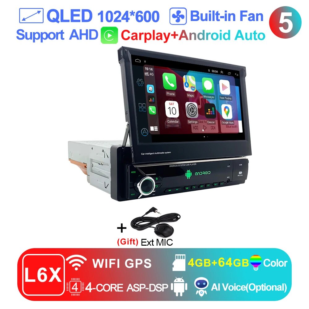 LEHX L6 1 Din Android 14 Авто Универсальный автомобильный радиоприемник 7 "QLED L6X(4-64GB)