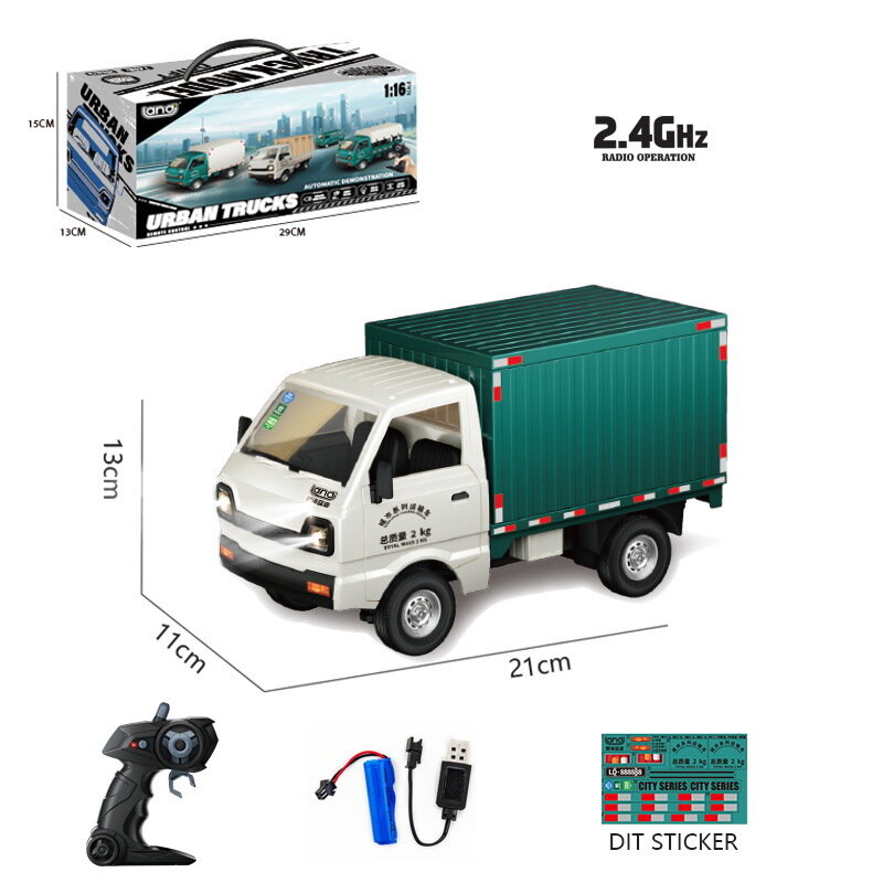 Радиоуправляемый грузовик RC Cars 1/16 Scale 2.4G Mini Cargo Truck с подсветкой, управляемый дистанционно, для дрифта и гонок, электрическая модель автомобиля, игрушка, подарок для детей.