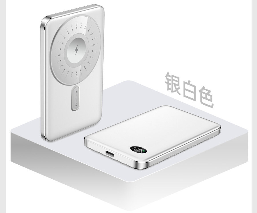 Совместимый с Magsafe беспроводной аккумулятор 5000 мА·ч для iPhone, серия F19S, серебристый цвет, быстрая зарядка