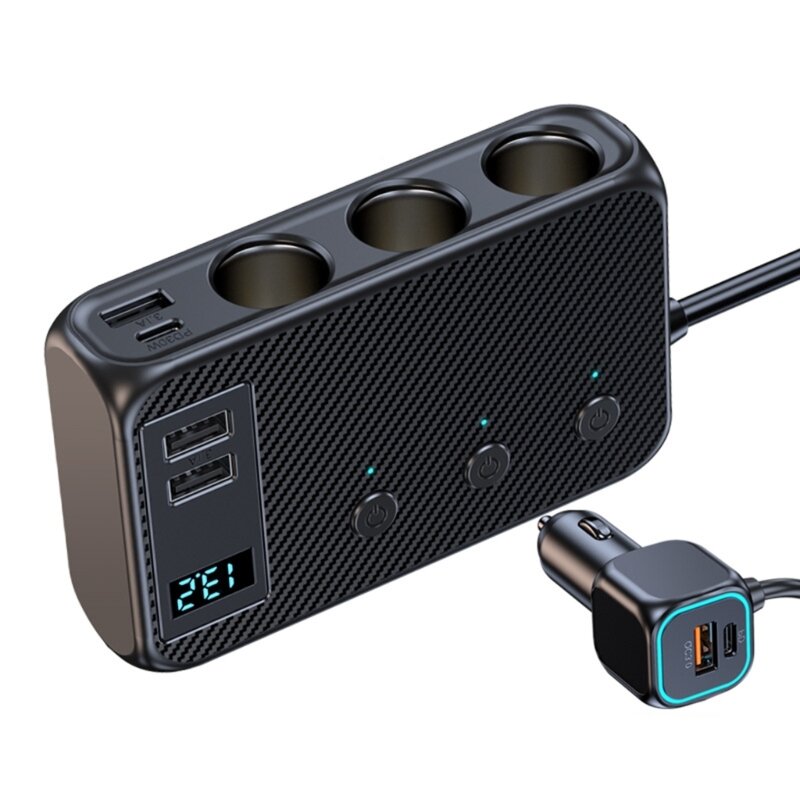 Автомобильный Адаптер Прикуривателя 9 в 1, Разветвители, USB-Зарядное Устройство с Независимыми Переключателями, Быстрая Зарядка для Телефонных Устройств