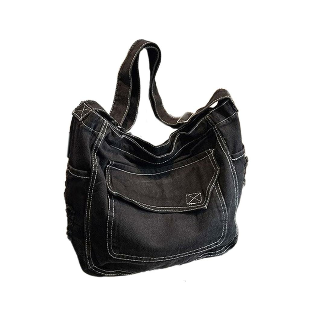 Женская джинсовая сумка через плечо, Черный