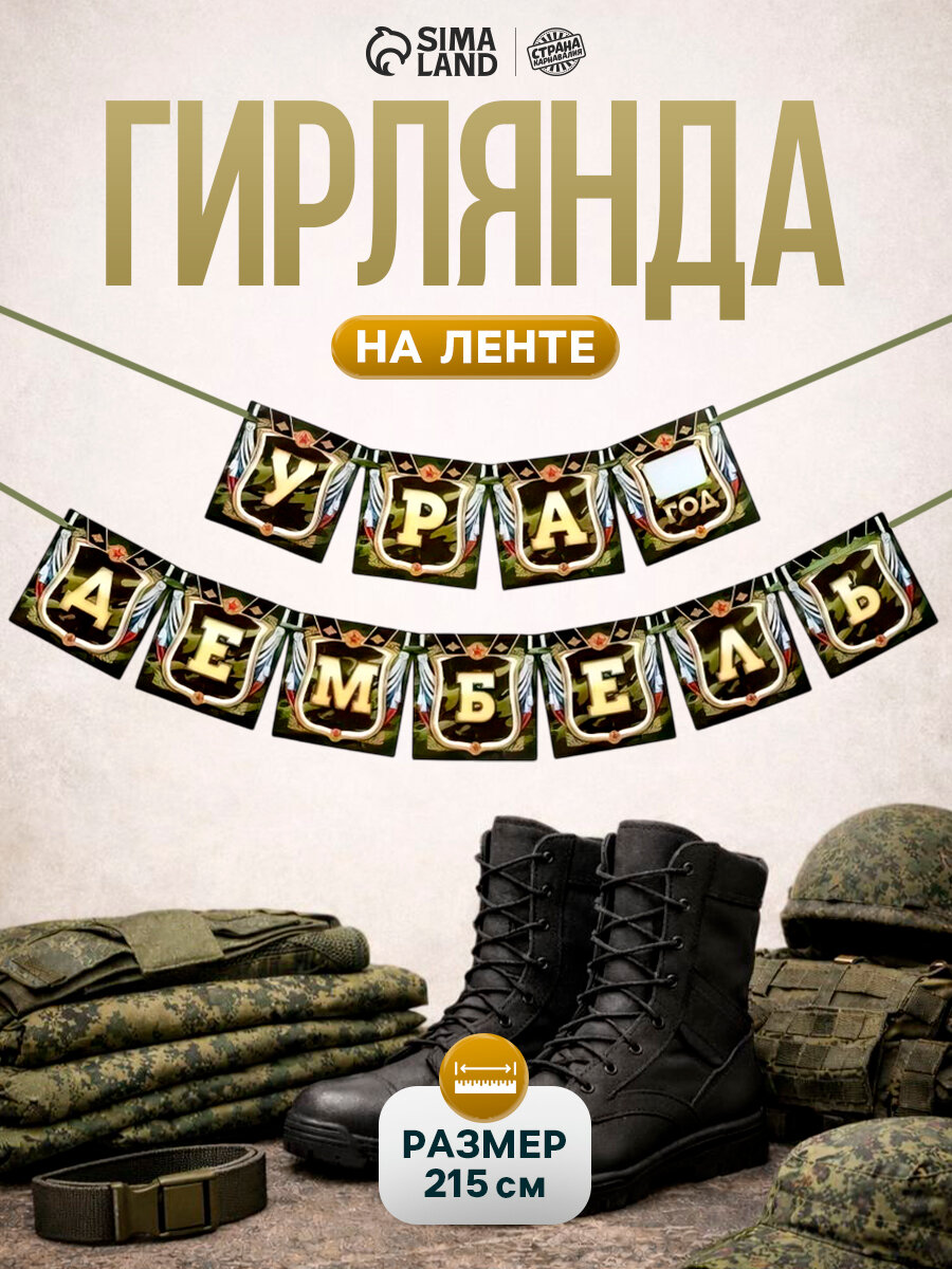 Гирлянда Страна Карнавалия «Дембель», для помещения, 215см, картон, цвет разноцветный