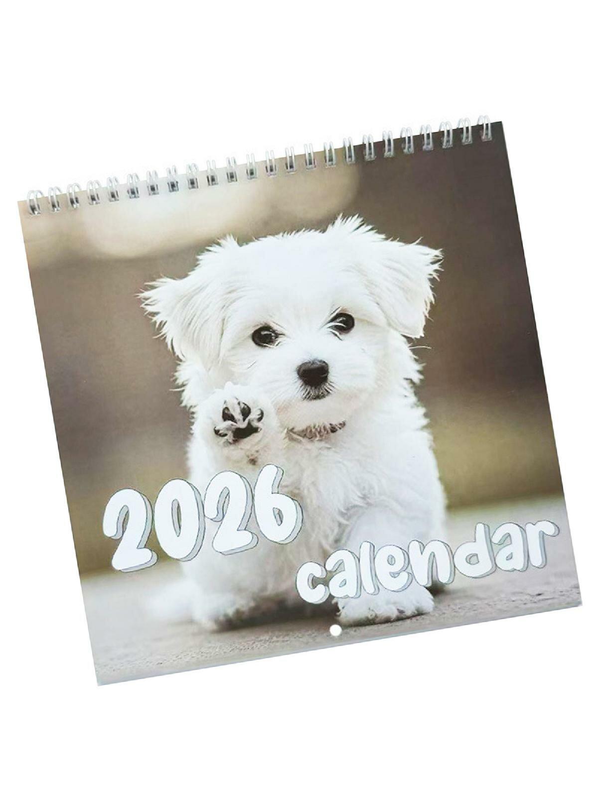 1 2026 Календарь милой собаки, 12-месячный календарь на катушке, настенный календарь с изображением милой собаки