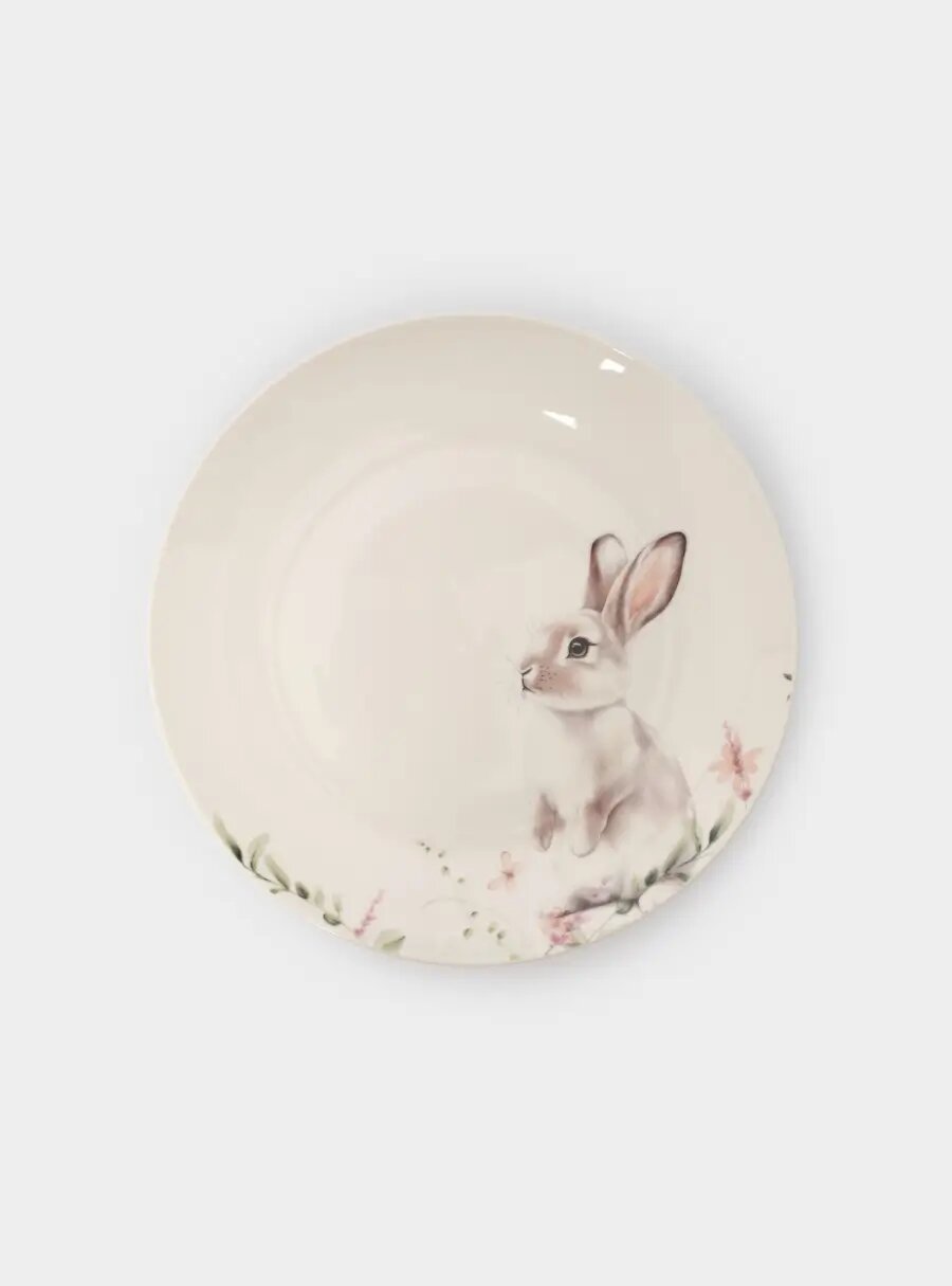 Тарелка закусочная, 20 см, фарфор N, белая, Кролик в цветах, Bunny
