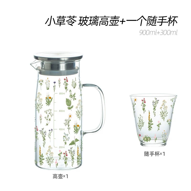 Набор стеклянных кружек Sybil Fresh Style: большая емкость, термостойкие, для кофе, завтрака, холодной воды Высокий