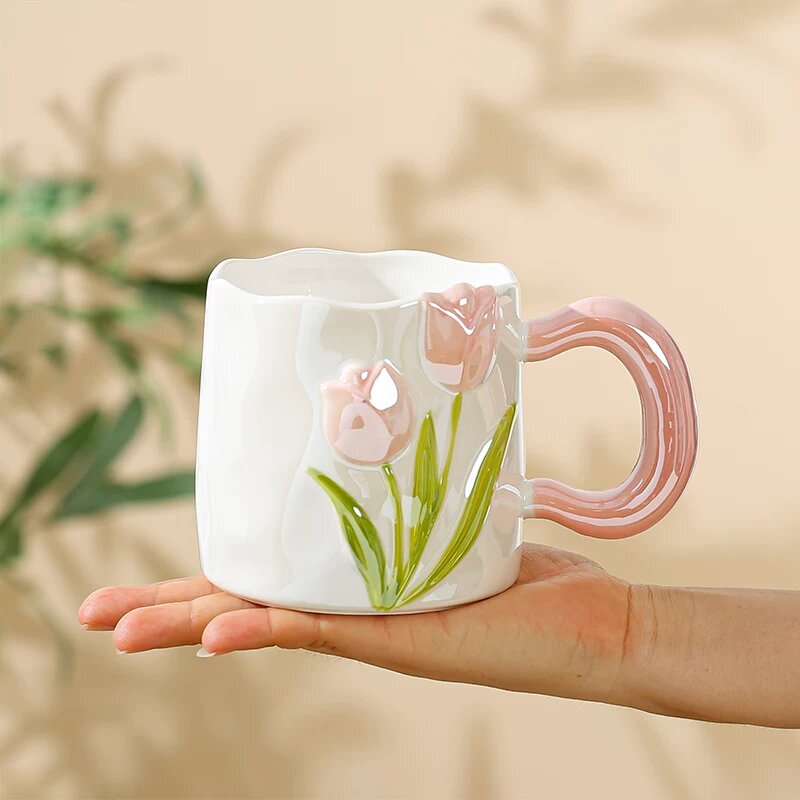 Фиолетовая кружка-тюльпан, 2024, новая чашка, высокопроизводительная керамическая чашка, офисная кофейная чашка для