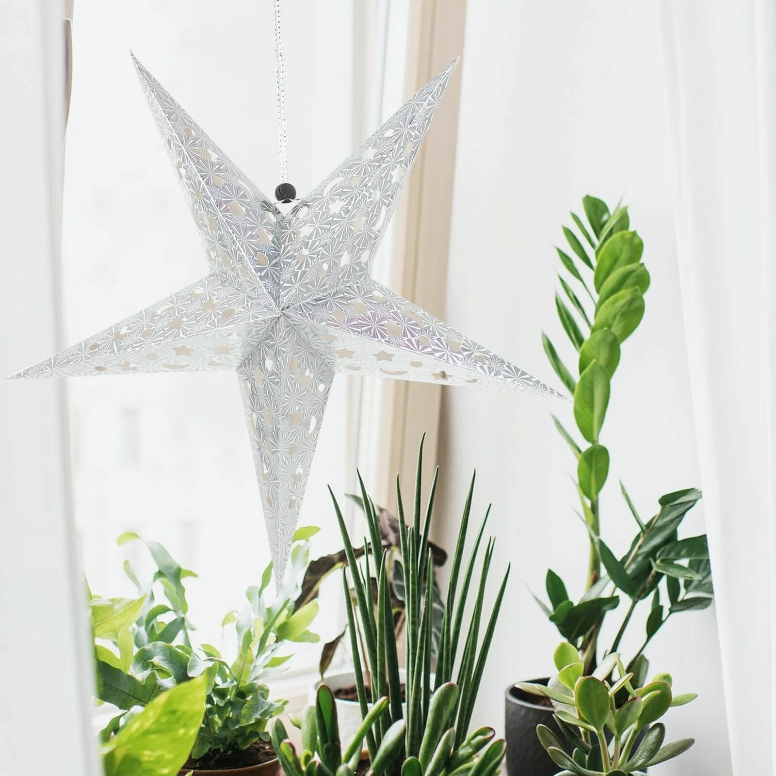 Украшение для интерьера голографическое серебристое 30 см