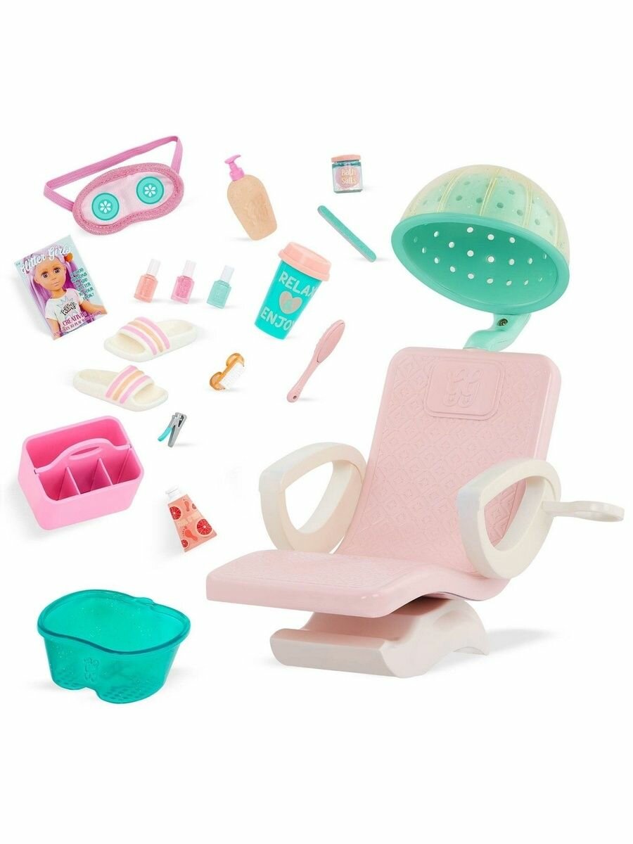 GLITTER GIRLS Игровой набор Салон красоты для кукол 35 см с креслом и аксессуарами (18 предметов)