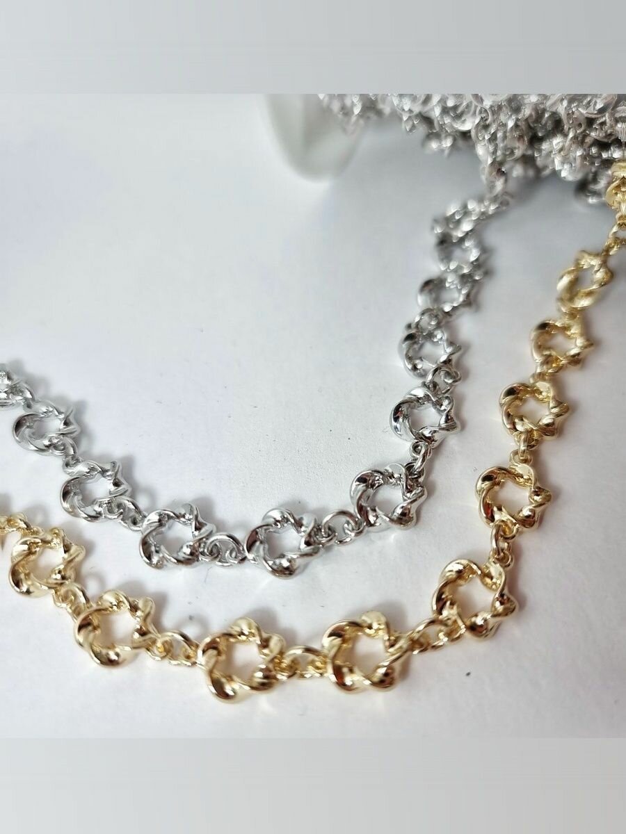 Цепи родированные. d 10мм. 2 отрезка по 50см.