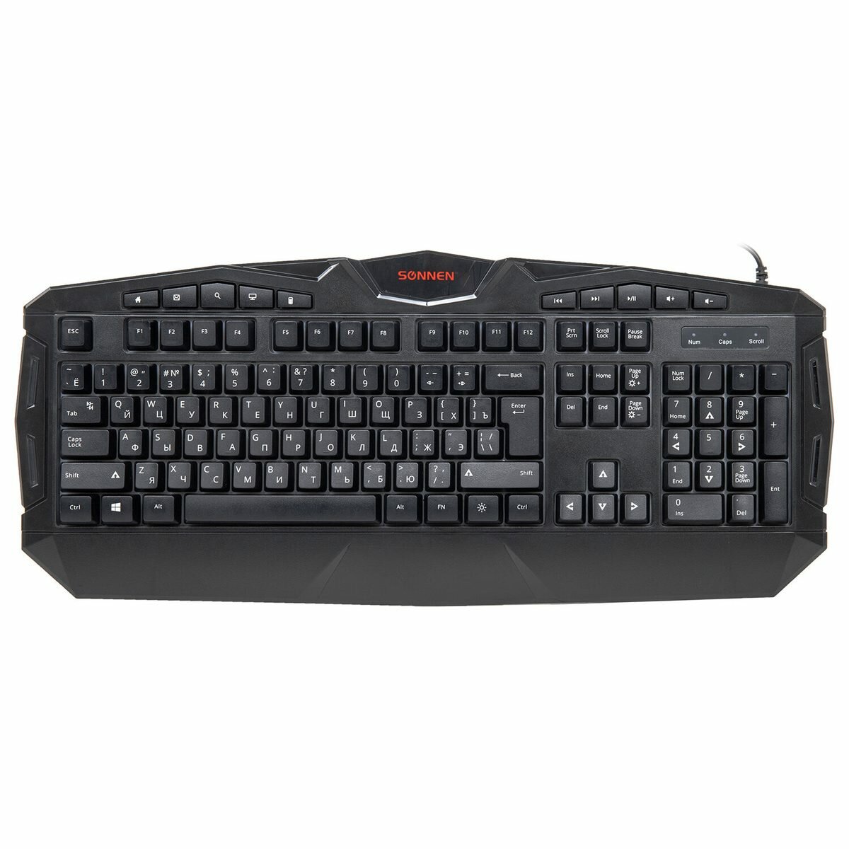 Клавиатура проводная игровая Sonnen Q9M, USB, 104 клавиши + 10 мультимедийных, RGB, черная (513511)