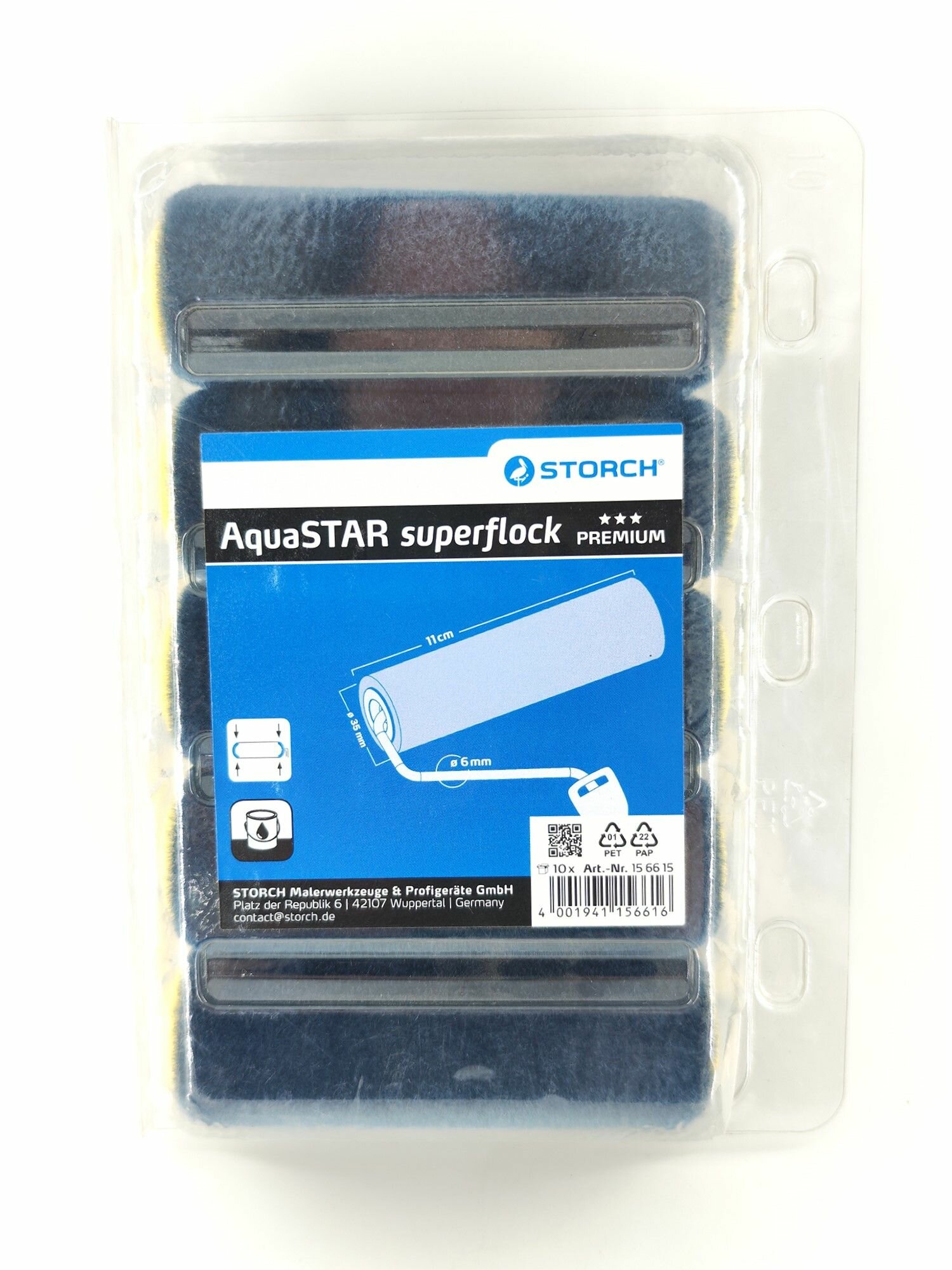 Мини-валик с закругленными торцами Storch Aqua Star Superflock 156615 флок (110*35*6мм) упак (10 шт)