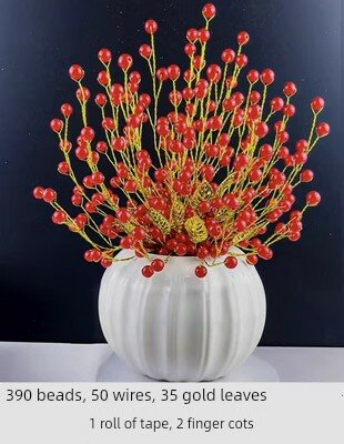 Набор для рукоделия: букет из искусственных красных ягод холли, материал для самостоятельного изготовления,