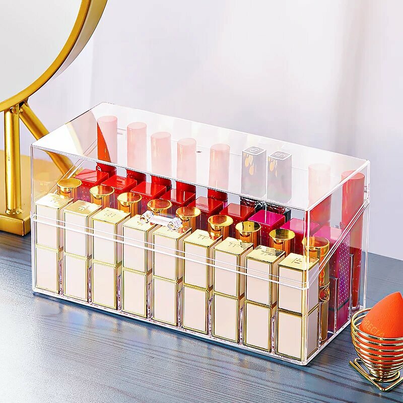 Пылезащитный органайзер для ватных палочек и помады, настольный, большой емкости, прозрачный, простой, для снятия