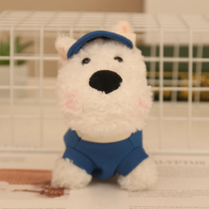 Милая плюшевая игрушка-брелок в виде вест-хайлендской терьерши, наряженная маленькая собачка, брелок-подвеска для сумки.