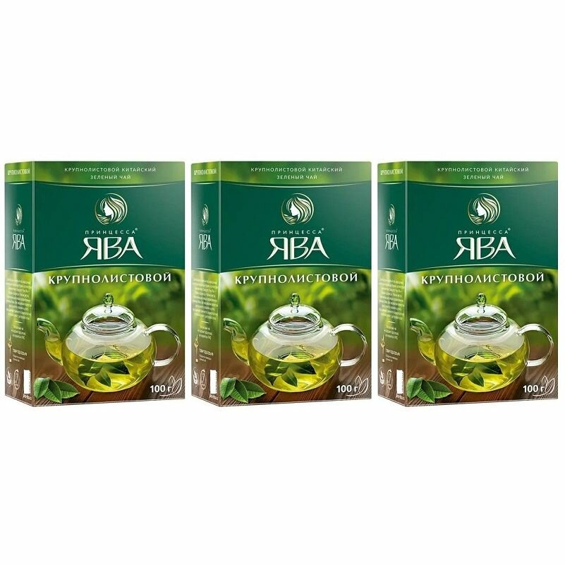 Принцесса Ява Зеленый чай, крупнолистовой, 100 г, 3 шт.