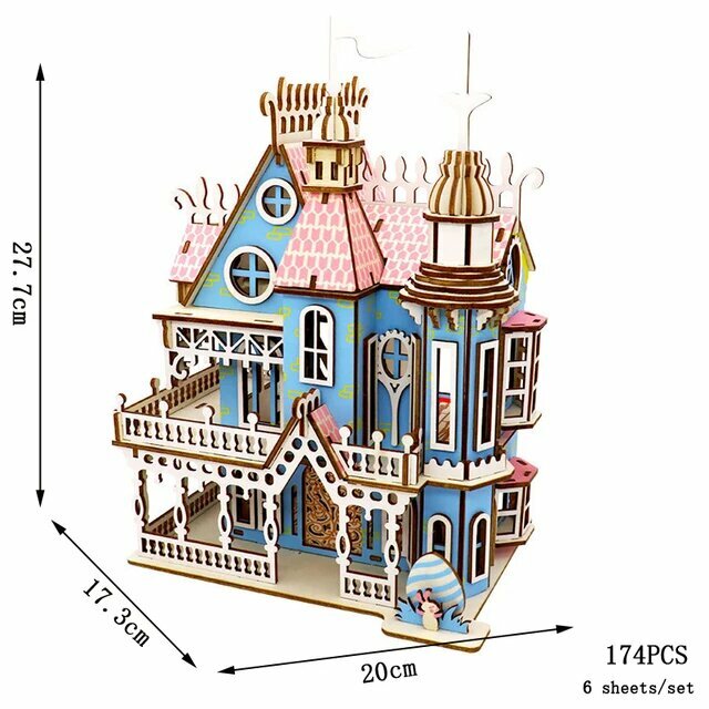 Fantasy Dream Villa 3D Puzzle Деревянный Кукольный Домик Модель Детский Сборный Деревянный Миниатюрный Кукольный Домик Игрушки Для Детей Девочек Подарок