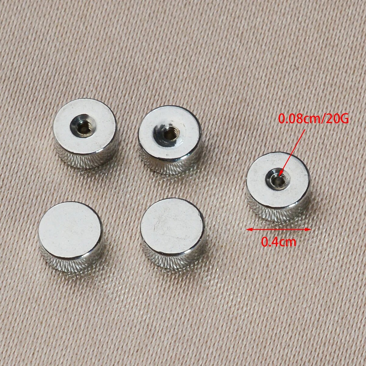 Комплект из 5 шт. винтовых заглушек для сережек из нержавеющей стали silver flat 0.8mm