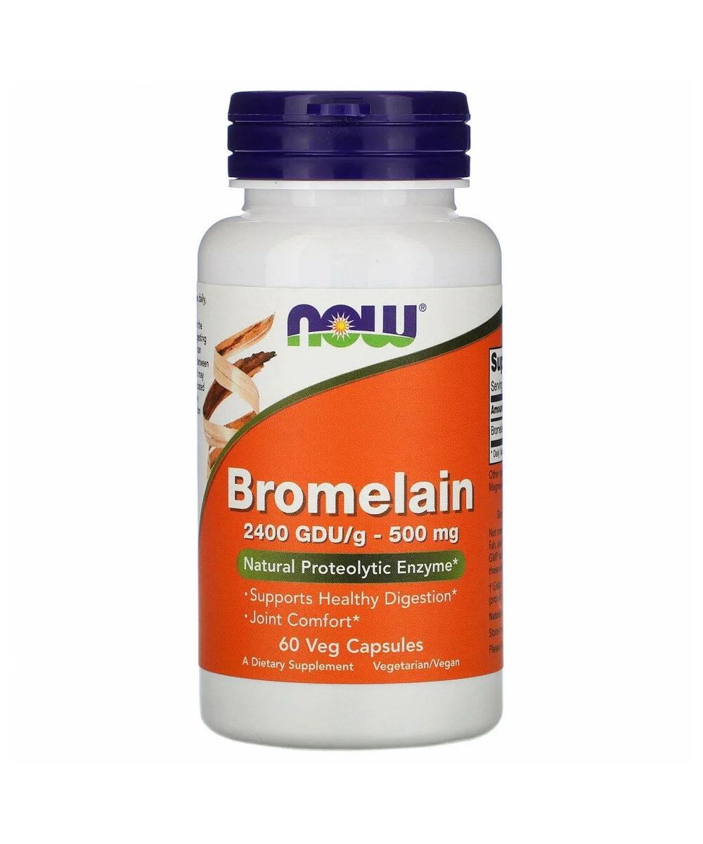 NOW Foods Bromelain, Бромелайн 500 мг, для пищеварения, 60 капсул