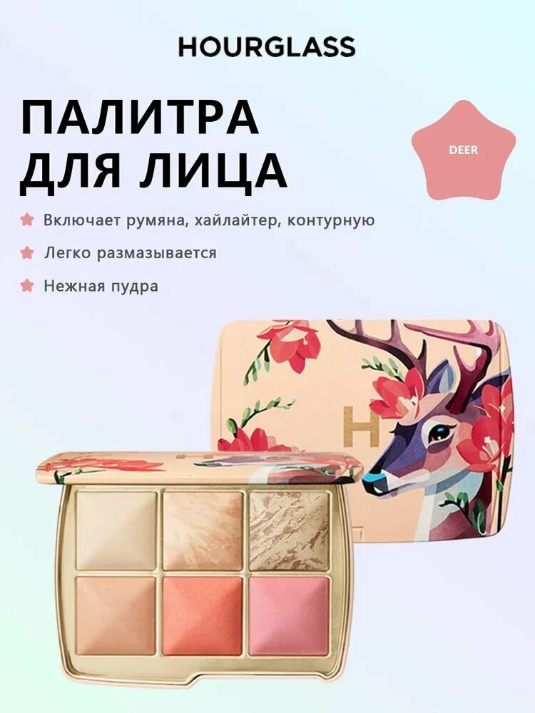 Палитра для лица Hourglass Ambient Lighting Palette 2025, румяна, хайлайтер, контурную - Deer