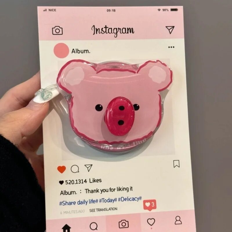 Korean Cute Cartoon Rotate Piggy Magnetic Holder Griptok Grip Tok Phone Stand Holder Support For iPhone 15 For Pad Magsafe Smart