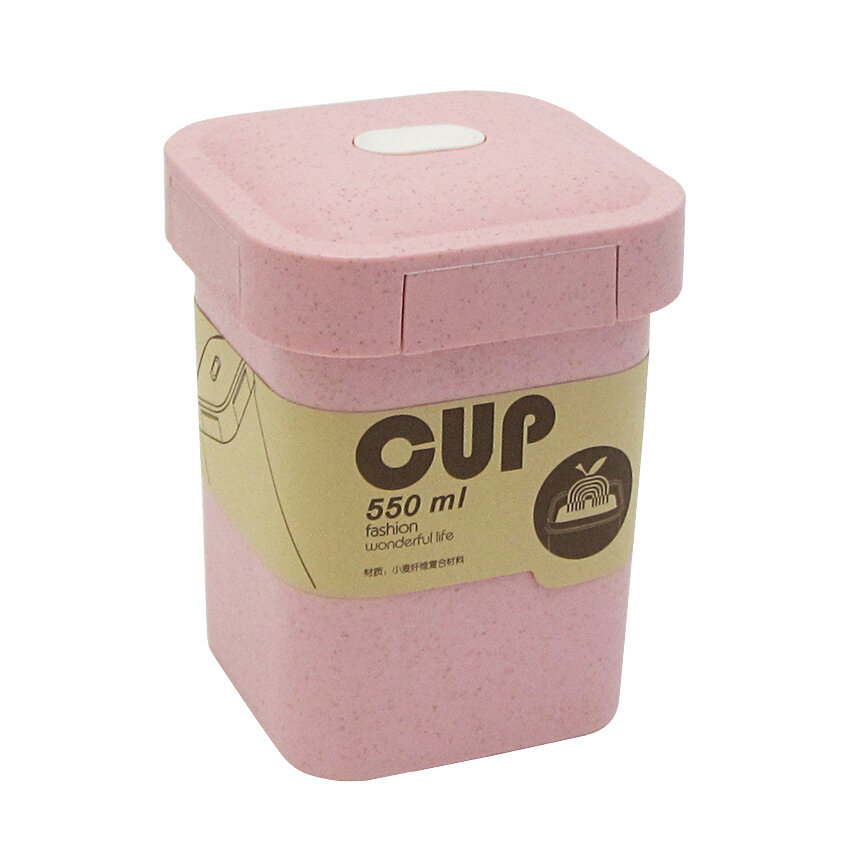 Розовая пластиковая герметичная квадратная кружка для супа 550 мл портативная кружка для завтрака с молоком для офиса