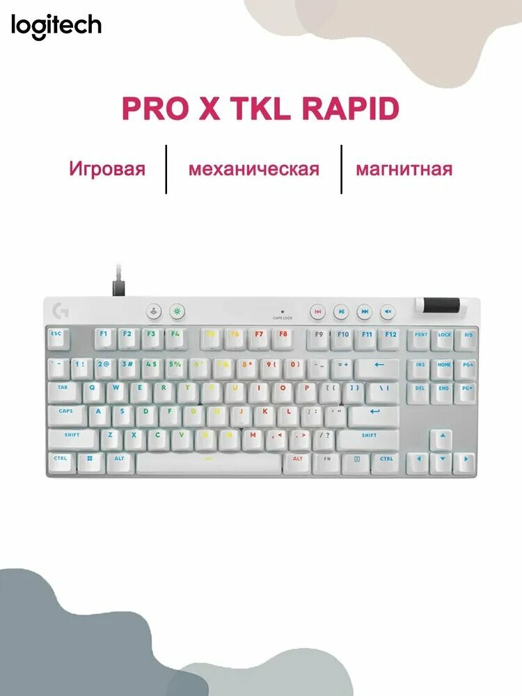 Logitech G Игровая клавиатура проводная PRO X TKL RAPID, Английская раскладка, белый