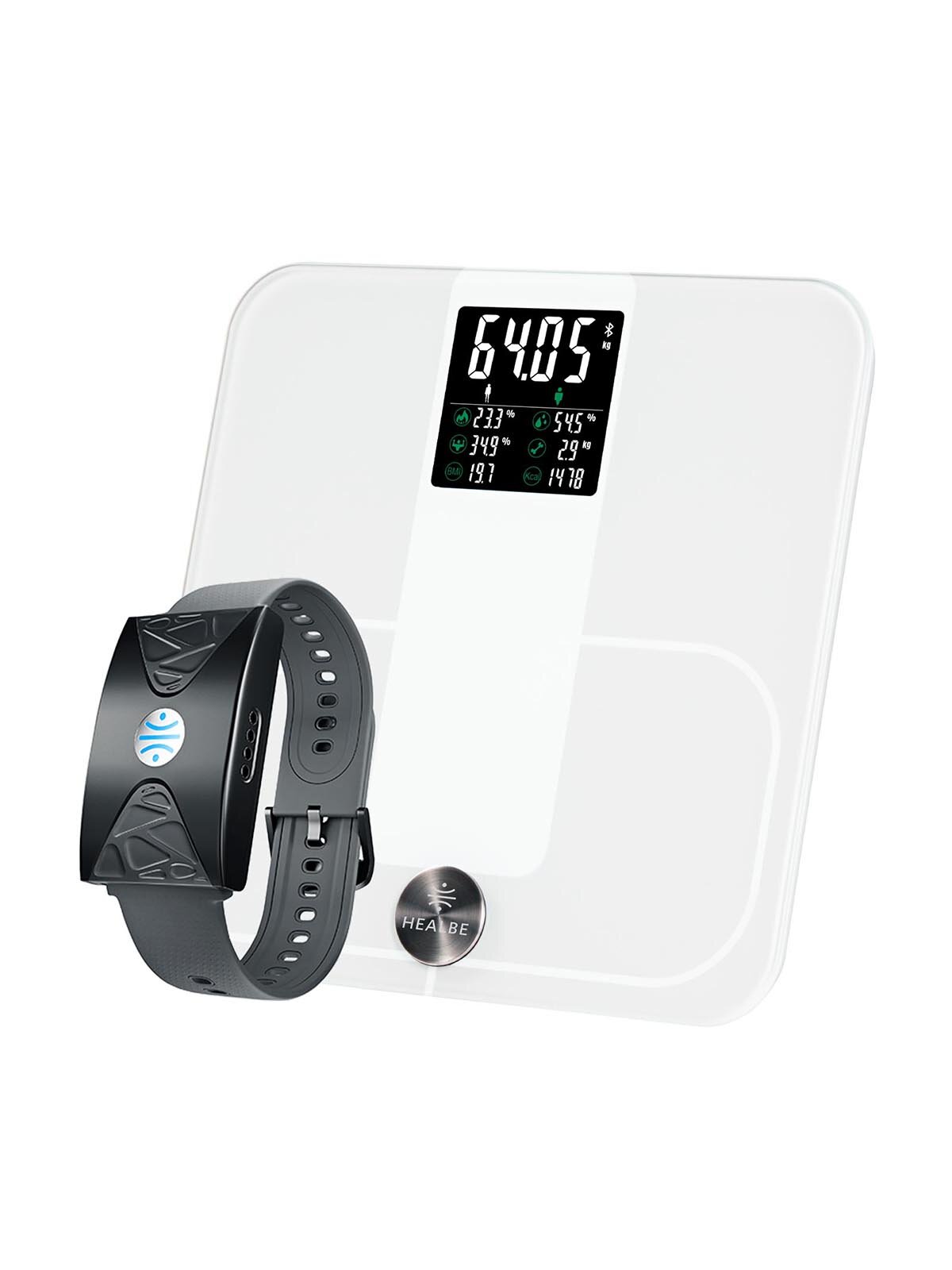 Набор Healbe Start Control 2: белые умные весы Healbe Scale и серый умный браслет Healbe GoBe U, HSCW-4GR