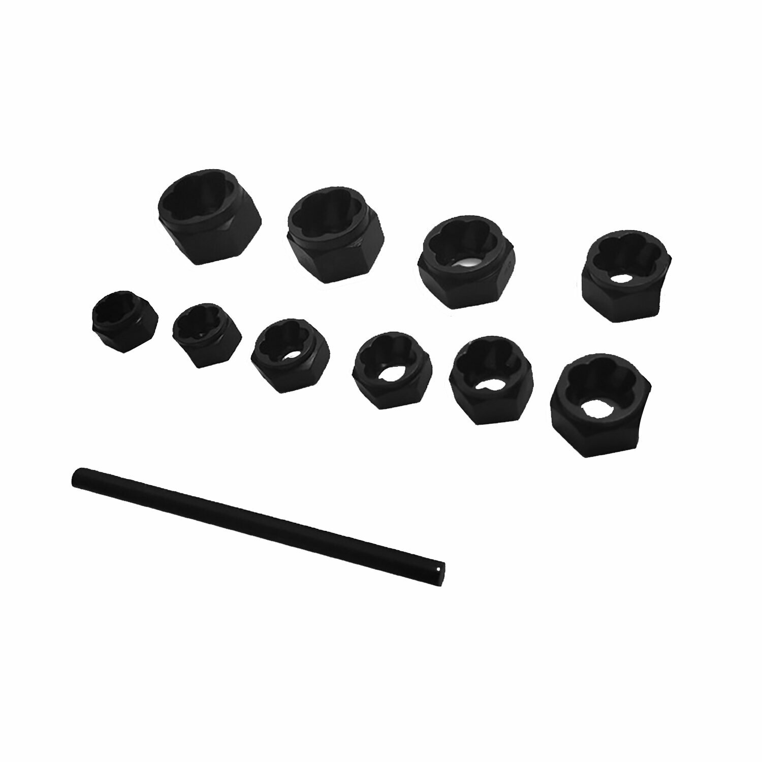 11 PCS Набор инструментов для извлечения ржавых и поврежденных гаек и болтов с шестигранным отверстием короткого типа Impact для привода 3/8 дюйма с ящиком для хранения, размеры экстракторов: 3/8, 13/32, 7/16, 15/32, 13mm, 17/32, 9/16, 5/8, 11/16, 3/4