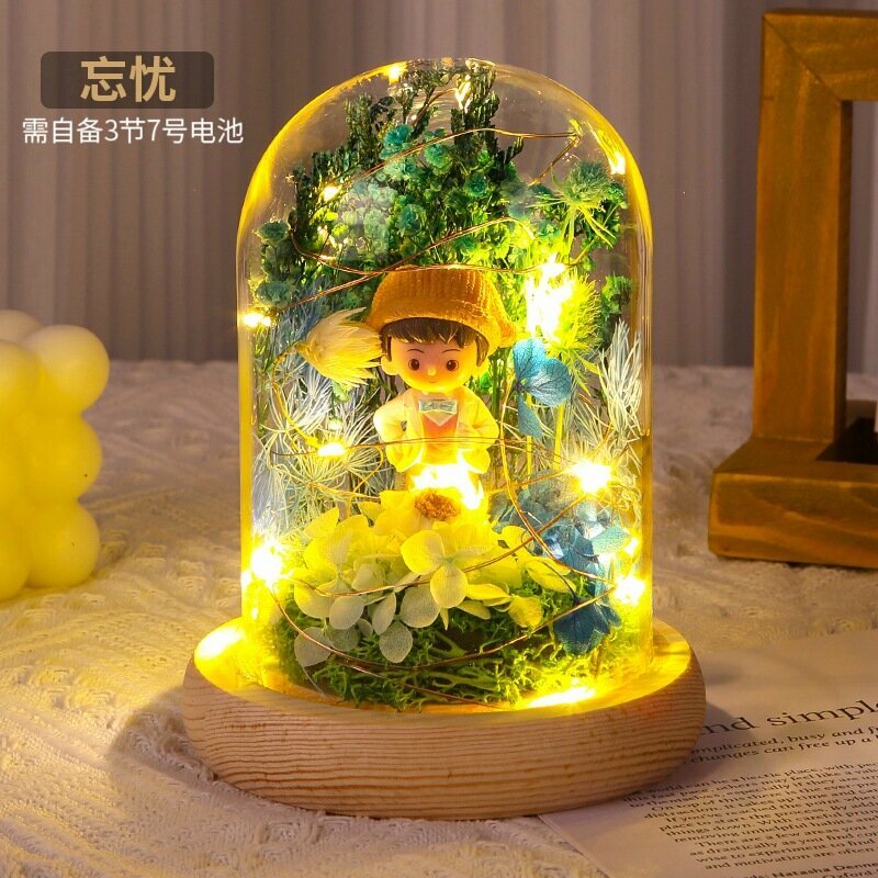 Сохраненные цветы DIY материалы стеклянная крышка ручная работа сухие цветы декор ночник новогодний подарок на день рождения командный строй салон