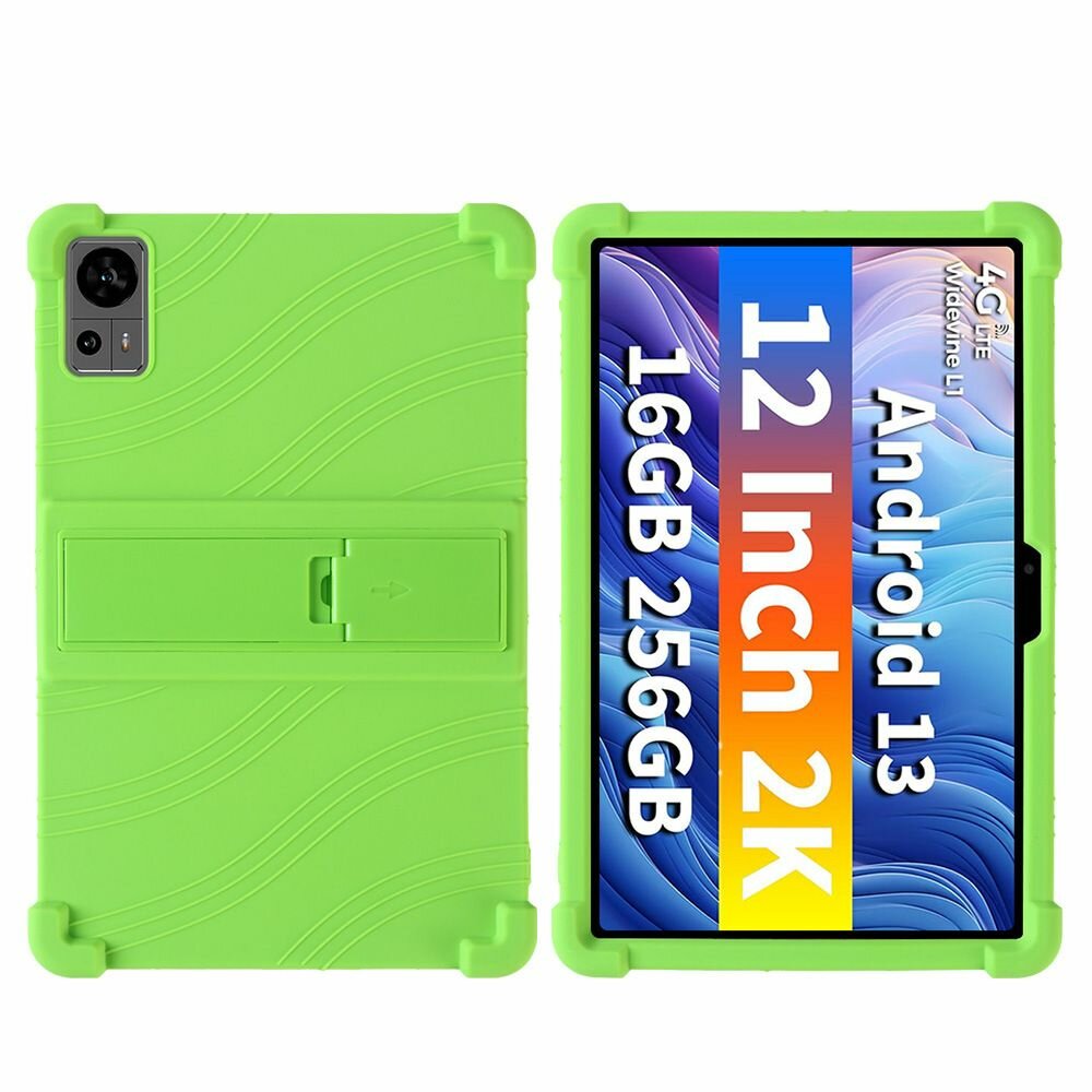 Чехол на планшет Teclast T60, усиленный силиконовый, мягкий, с защитный, 12 дюймов, с подставкой, антиударный (для углов)