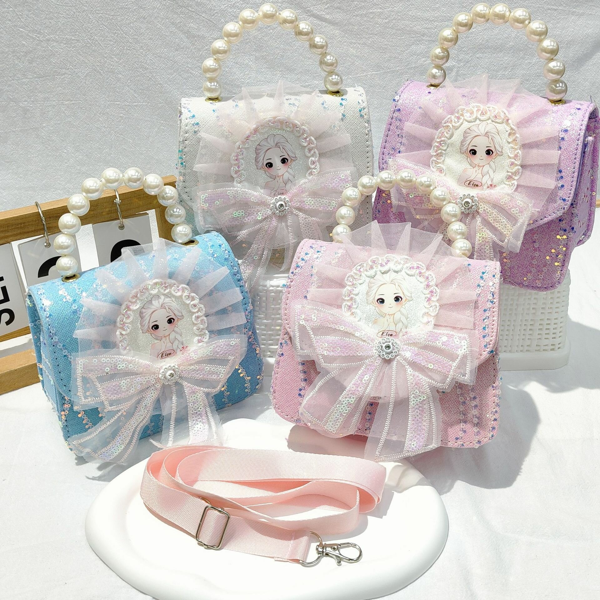 Детская сумка принцессы Эльзы, милая сумка через плечо для девочек, модная сумка, стильная сумка для маленькой девочки